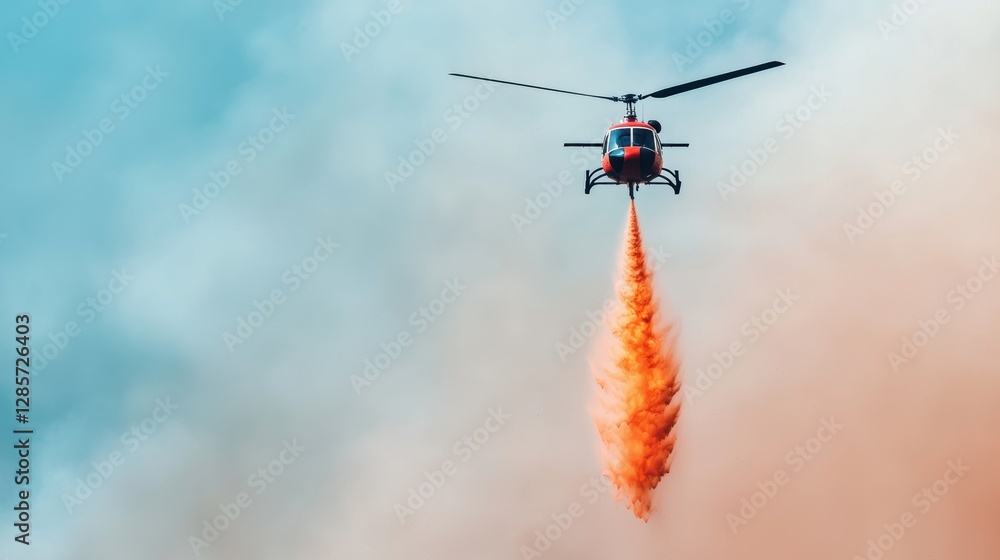 Helicopter Firefighting Operation Red and Black Aircraft Releases Stock ...