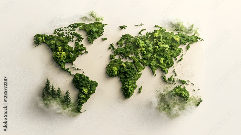 Ilustración de Stock Simplified World Map Highlighting Major Rainforest ...