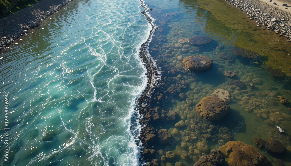 Water Pollution Divide: Pristine Ocean Meets Industrial Contamination ...