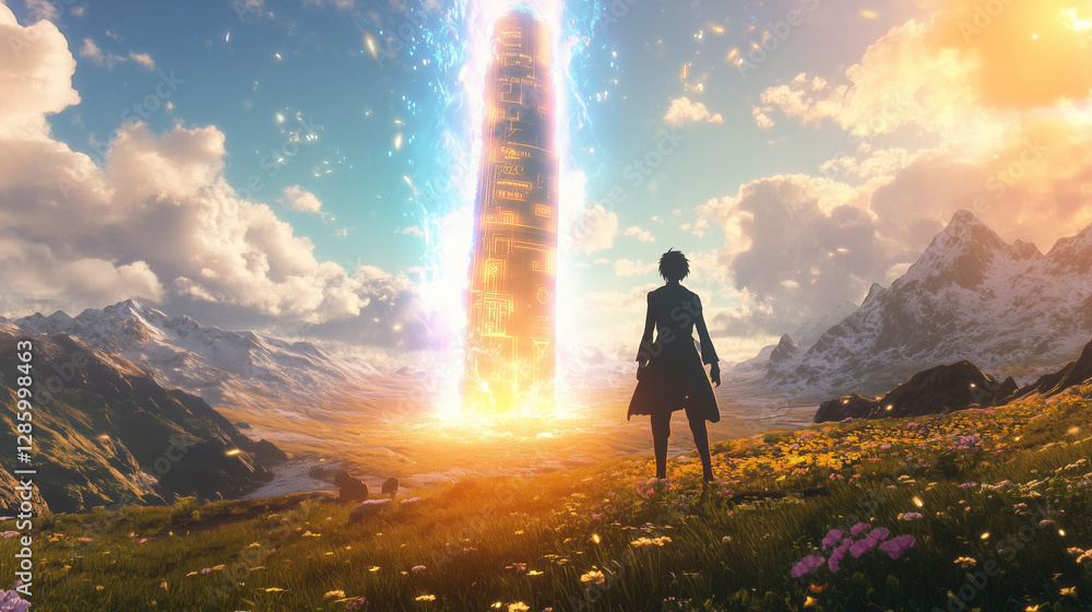 Portal fantasy moment Office worker sucked into a glowing vortex ...