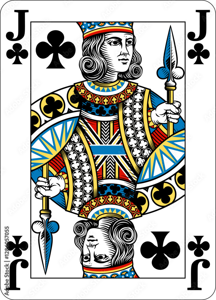 Jack of Clubs design from a new original deck of playing cards. Four ...