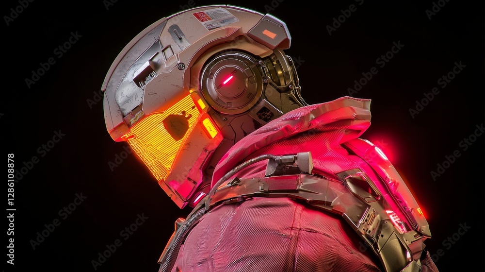 An extremely detailed render of a futuristic robot man or a red ...