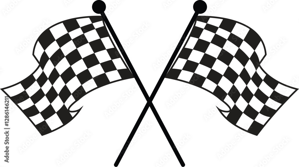 two crossed checkered flag racing flag car racing flag eps vector file ...