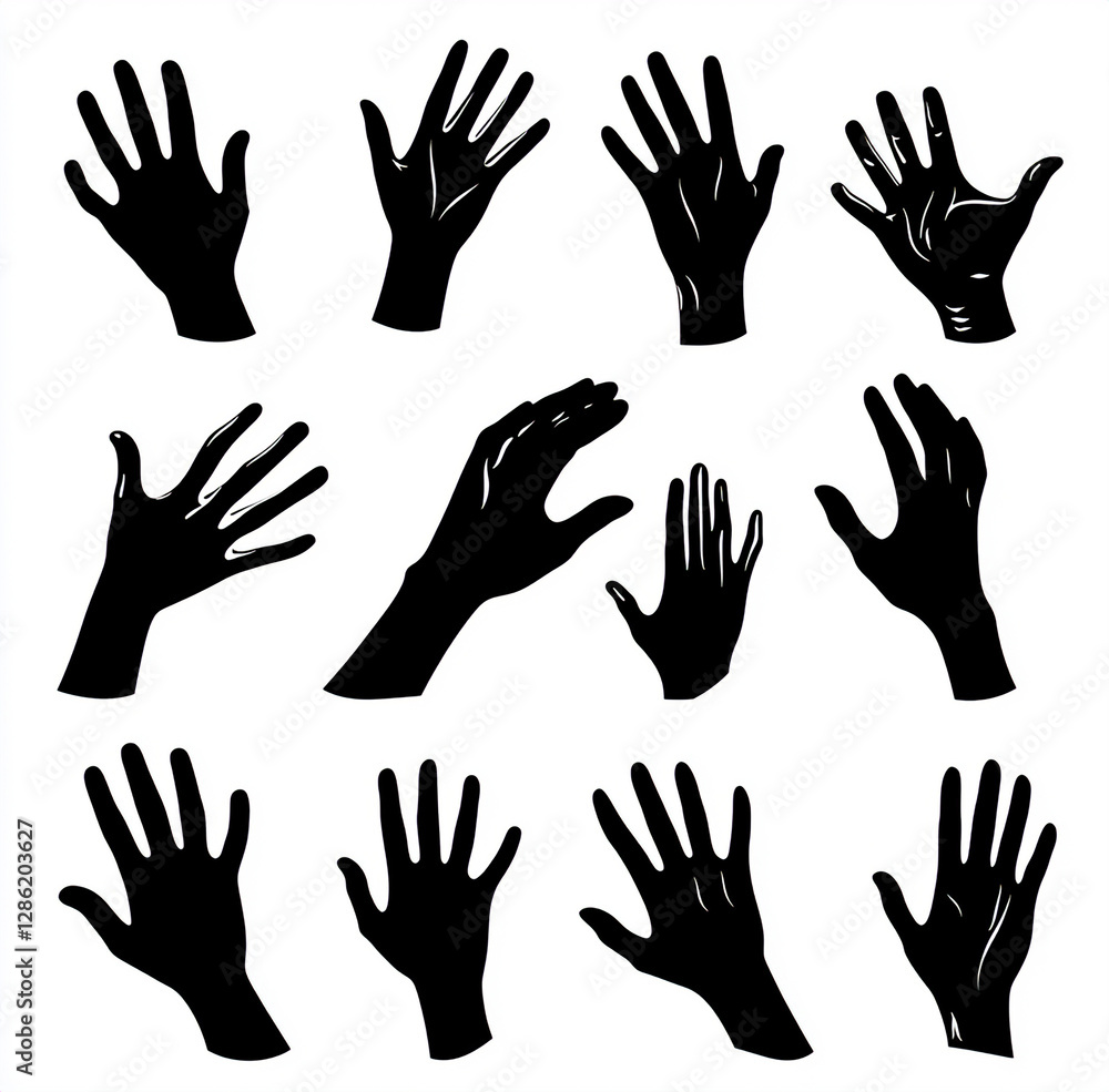 Hand Silhouette Pack: Diverse Gestures for UI/UX, Tattoo Ideas, and ...