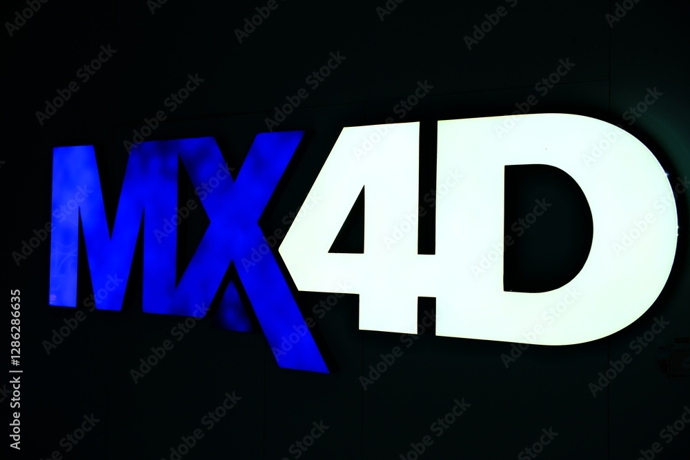 Shanghai,China-April 6th 2024: MX4D brand logo. 4D film presentation system Stock Photo | Adobe ...