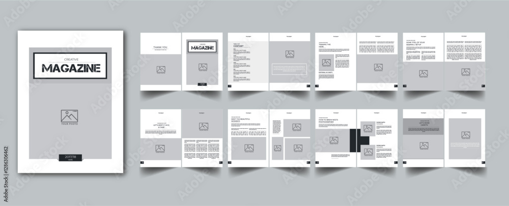 Magazine Template layout cover page with 16 page design concept Accents ...
