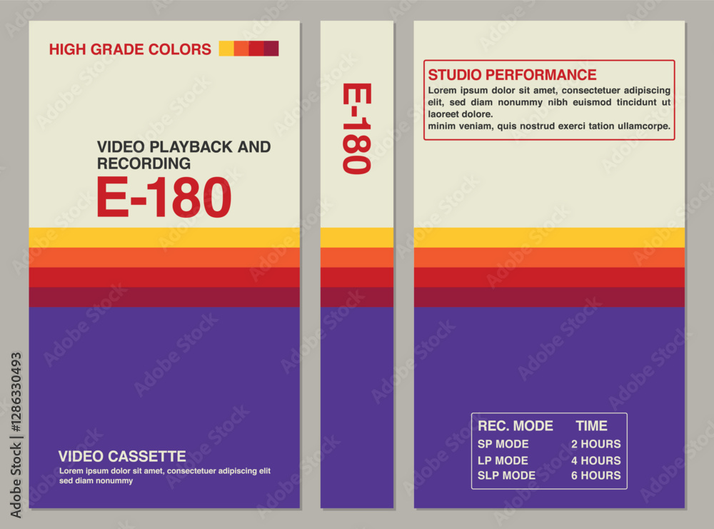 purple orange vhs cassette cover template mockup 90s 80s memories ...