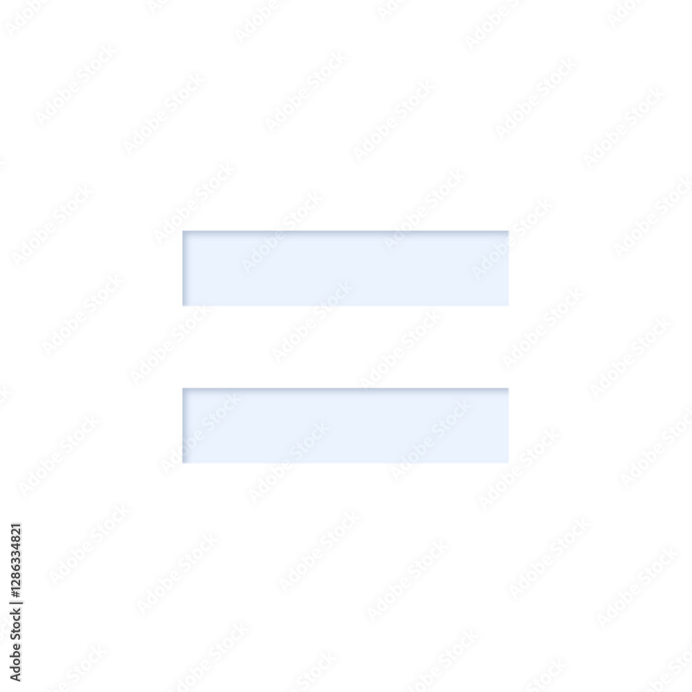 = equals sign in light blue color with inner shadow and cutout effect ...