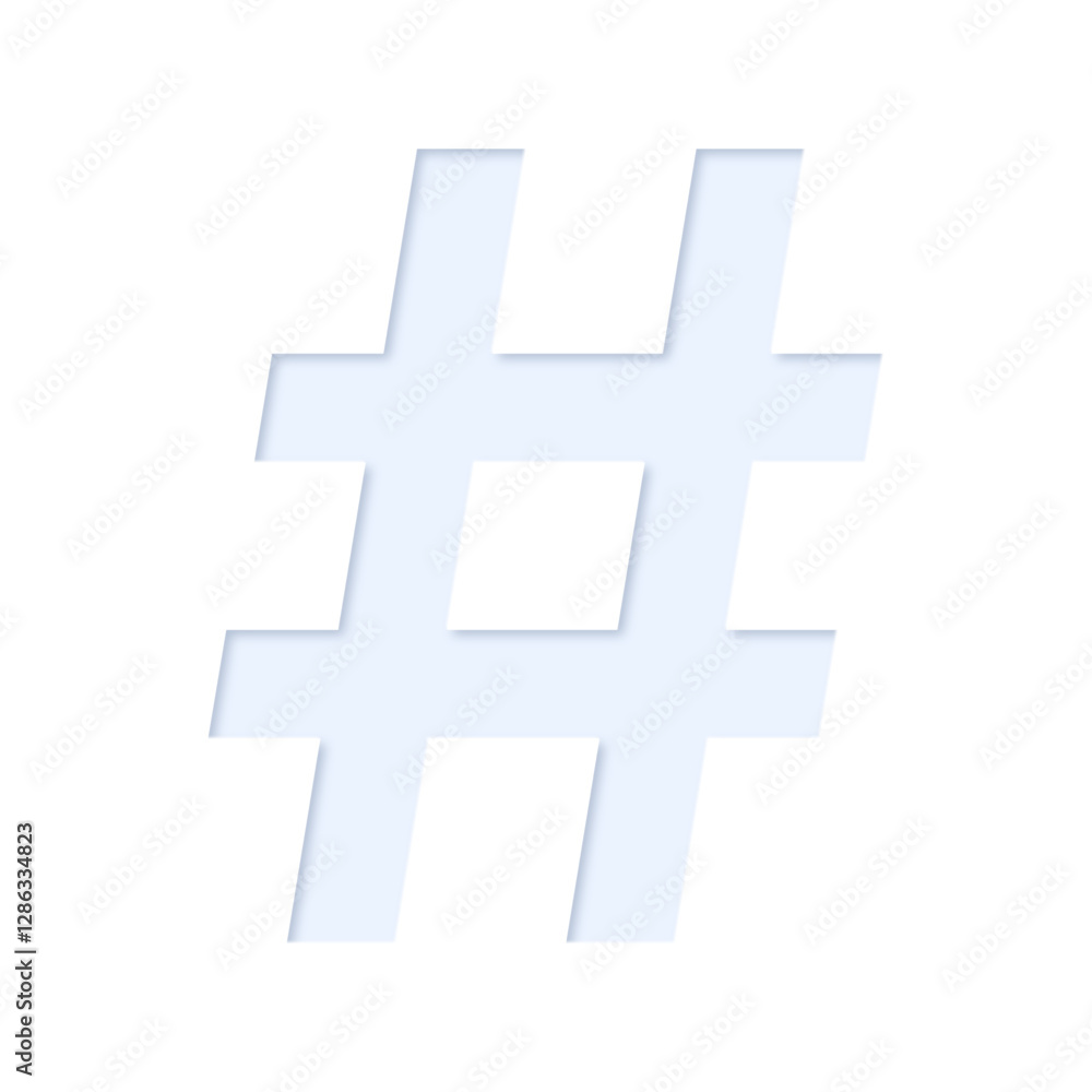 # number sign hash symbol in light blue color with inner shadow and ...