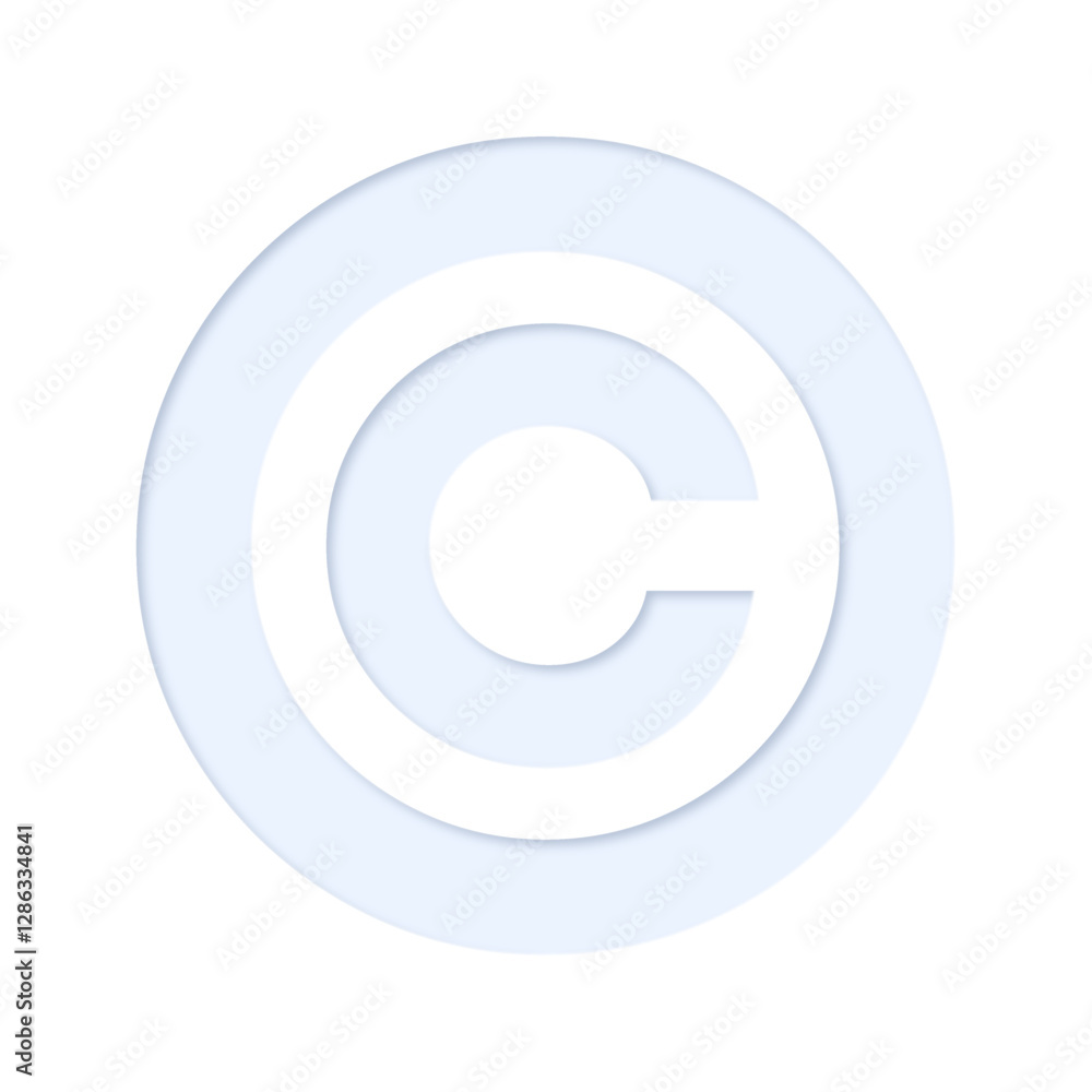 © copyright symbol in light blue color with inner shadow and cutout ...