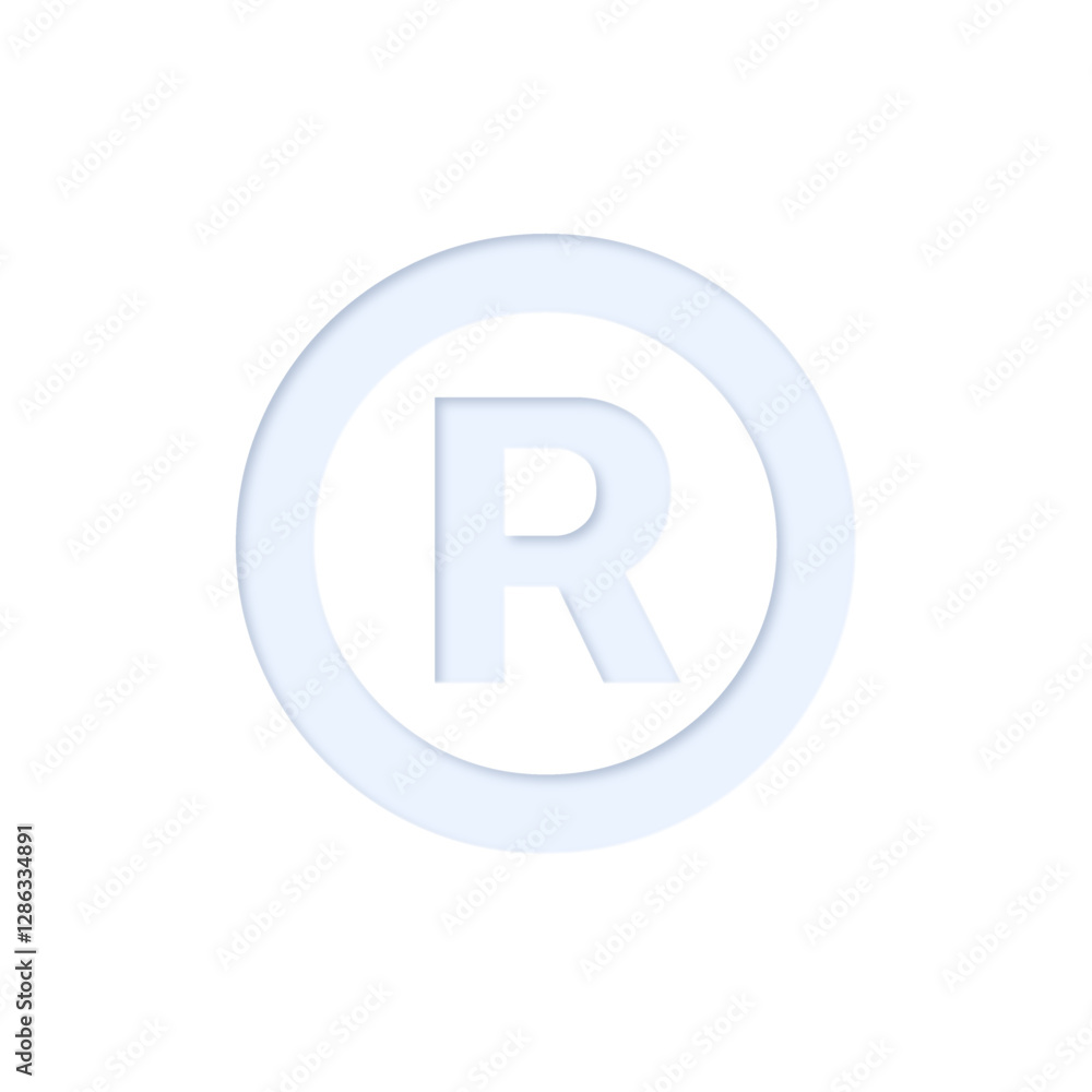 ® registered trademark symbol in light blue color with inner shadow and ...