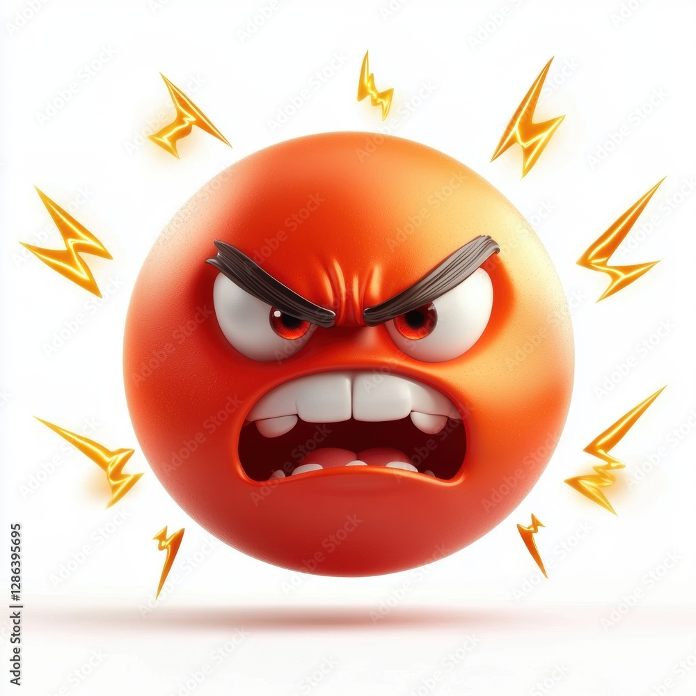 N angry red-faced emoji with a furrowed brow and lightning bolts around ...