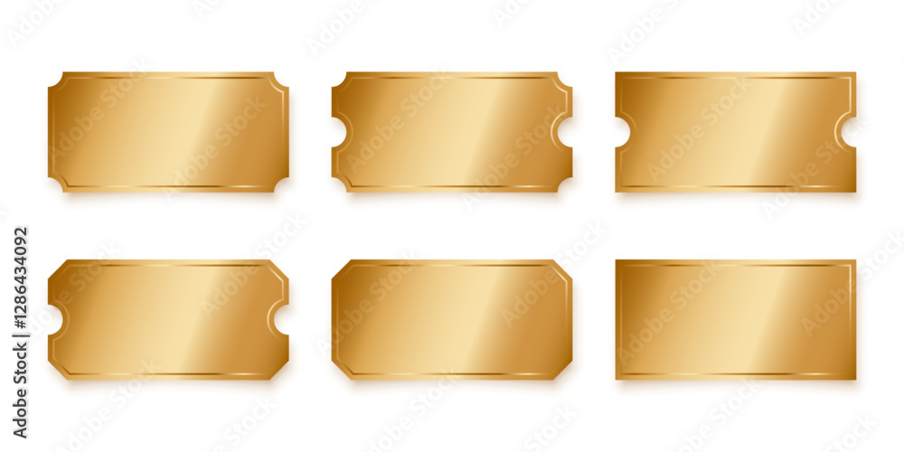 Golden tickets isolated on transparent background. Gold coupon, sticker ...