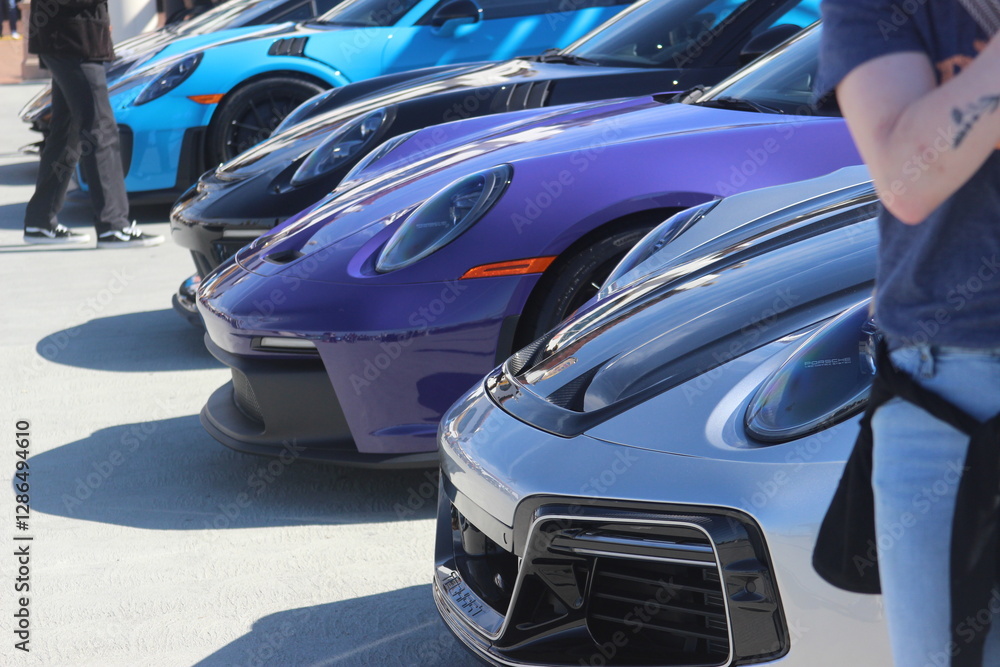 Lineup of ultra high end sports cars from porsche Stock Photo | Adobe Stock