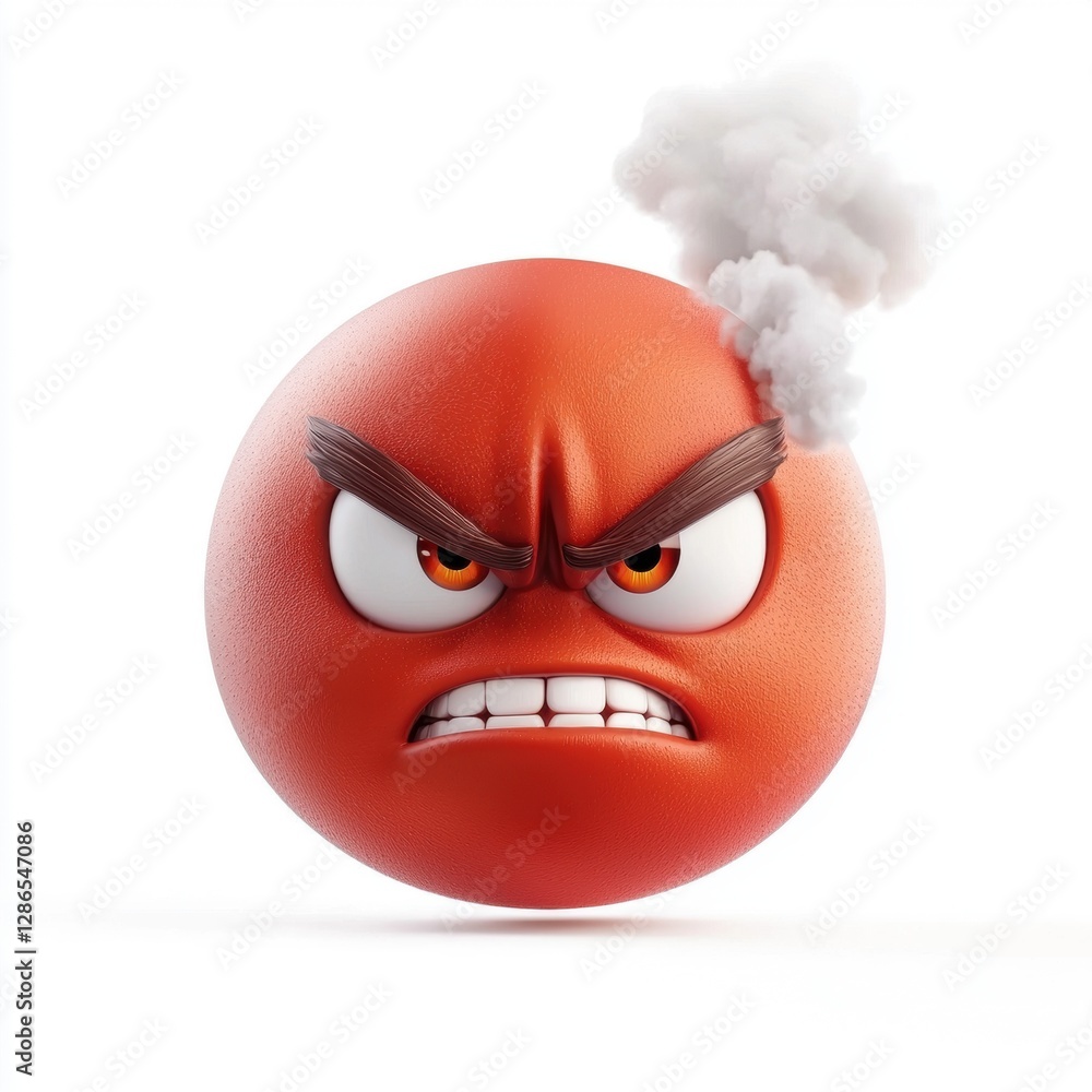 N angry red-faced emoji with steam shooting from nostrils and bulging ...