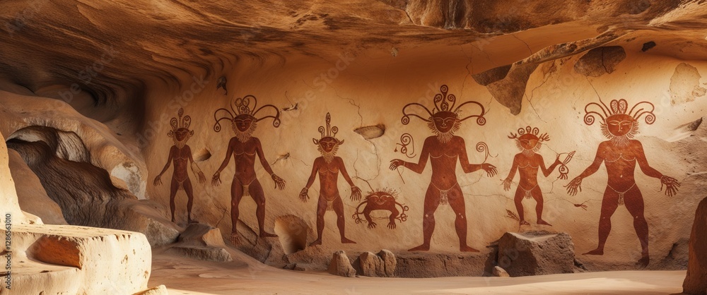 Exploring prehistoric rock art of human figures and creatures in ...