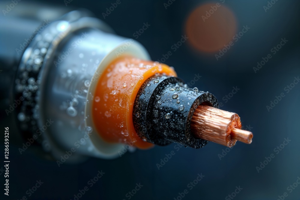 Single Core Cable. Detailed macro photograph of industrial power cable ...