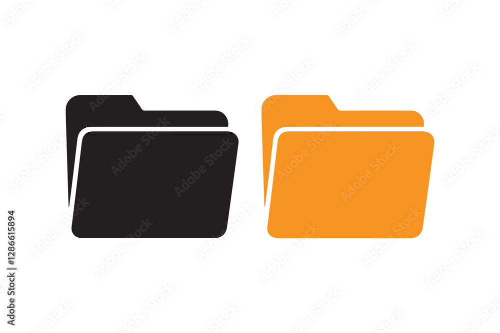 simple file folder icon vector silhouette isolated in white background ...