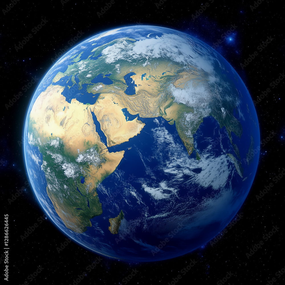 Stock-Illustration „Earth globe from space with blurred rectangular ...