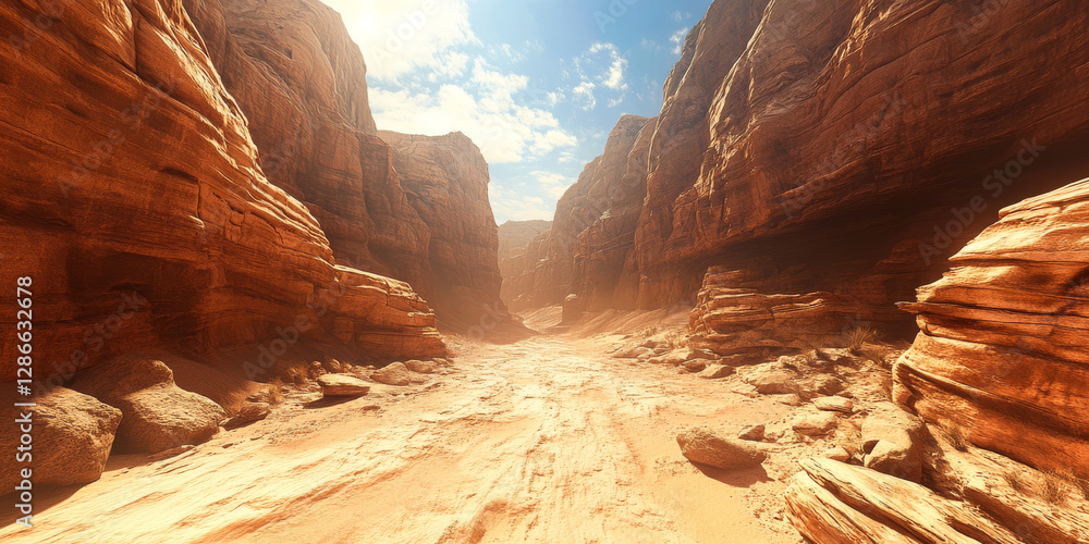 HDRI canyon with dramatic rock formations Stock Photo | Adobe Stock