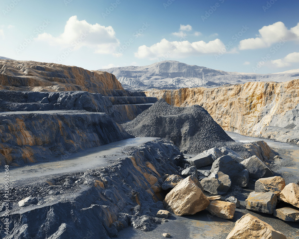 Rare earth minerals industry. Elements mining energy. Extraction ...