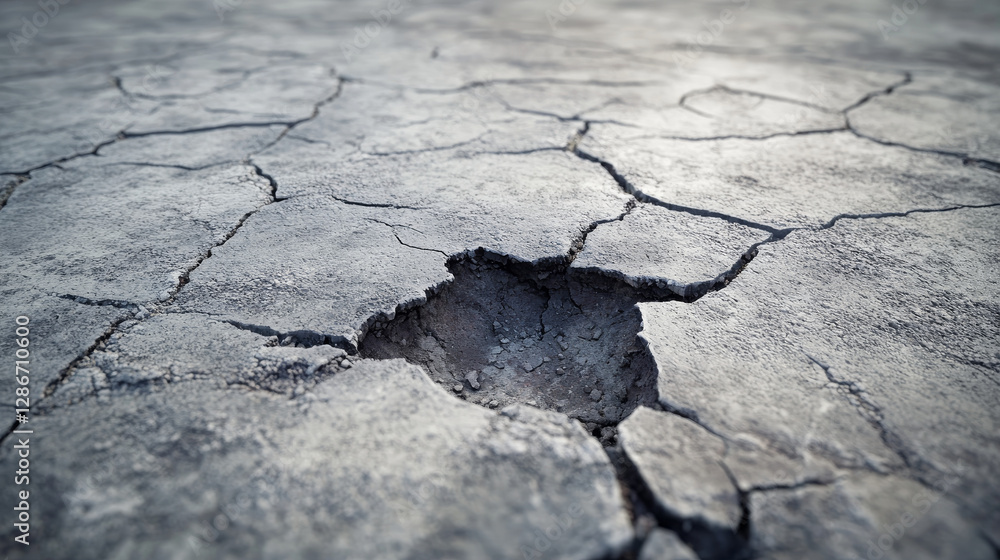 Broken concrete wall or cracked ground texture effect on transparent ...