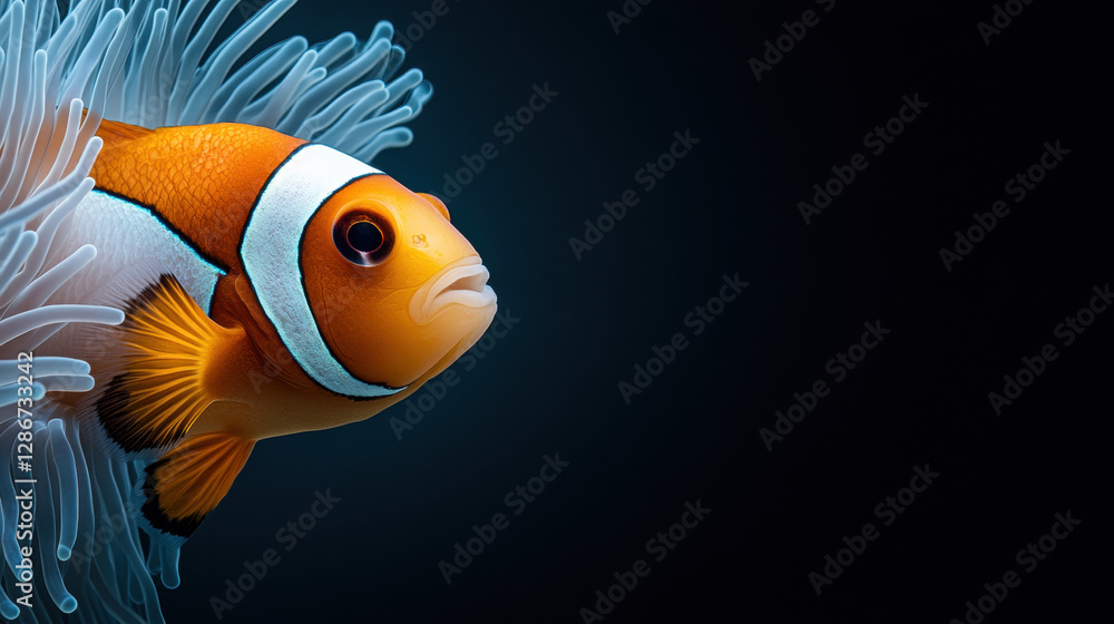 Anatomy, A detailed side profile of a clownfish showcasing its unique ...