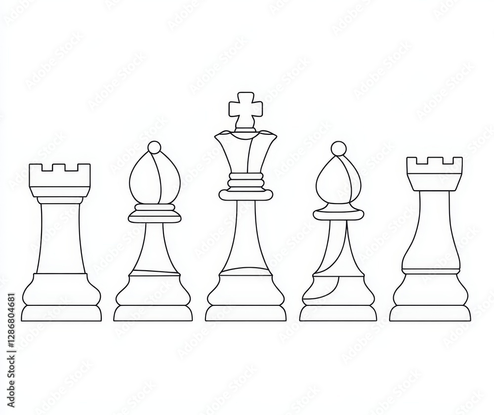 Simple chess pieces are depicted in a modern illustration through ...