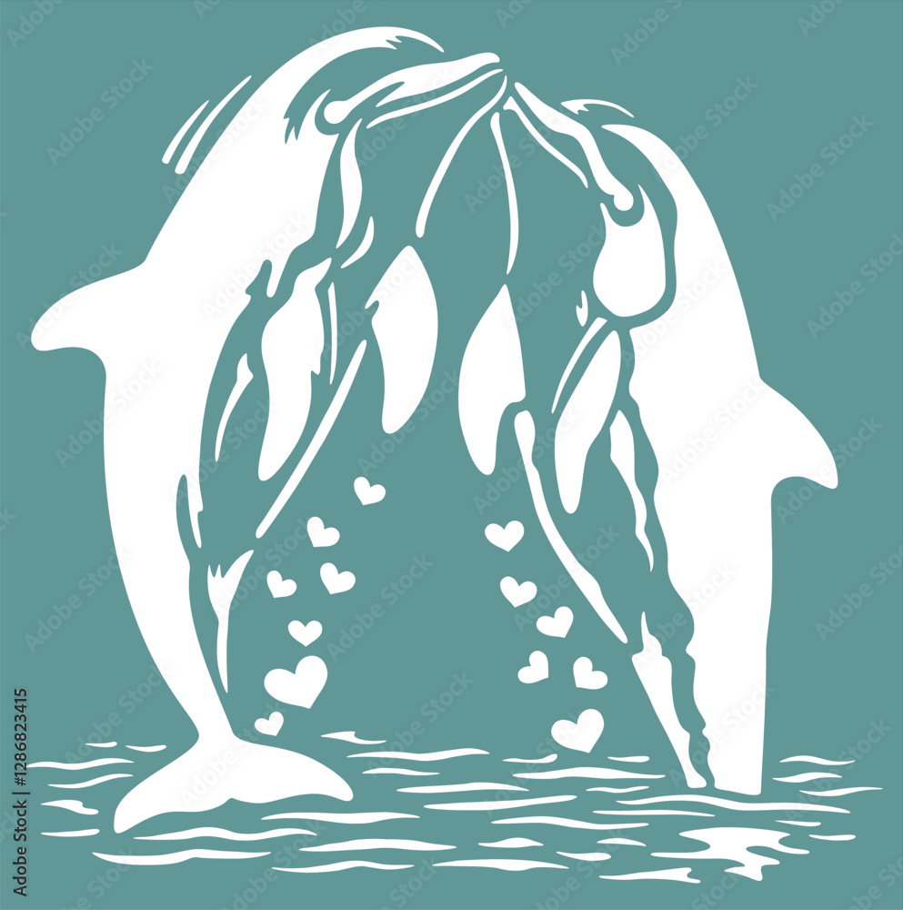 Dolphins stencil, Dolphins template, Dolphins vector, cut files, laser ...