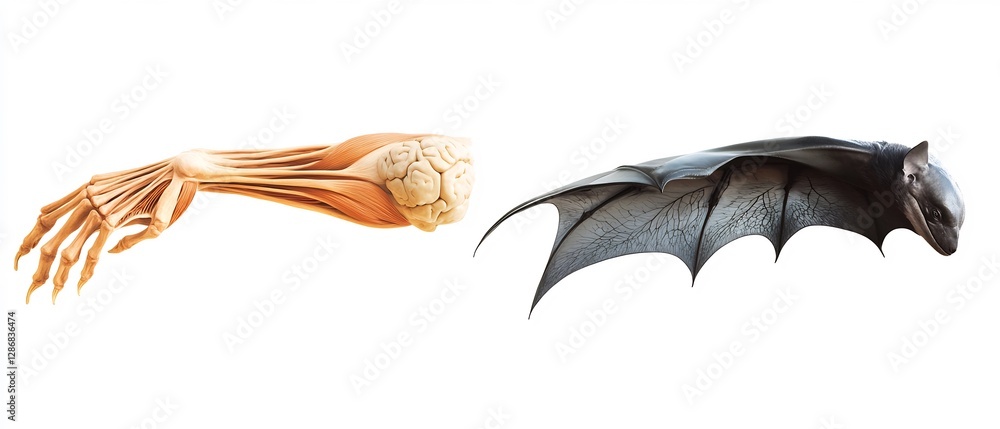 Side by side anatomical comparison of a human arm bat wing and whale ...