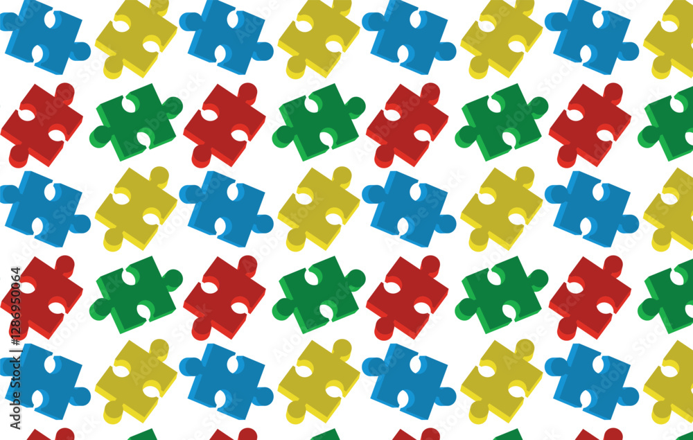 Simbulo autism puzzle, frame, 3d illustration, clipart, pattern, for ...