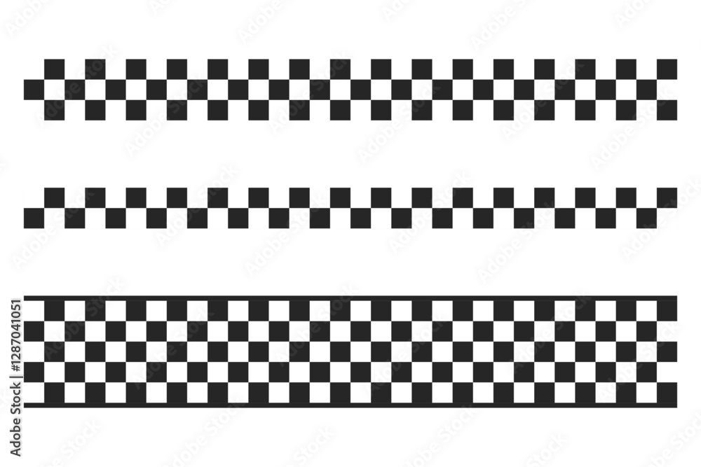 Seamless black and white checkered racing stripes set with different ...