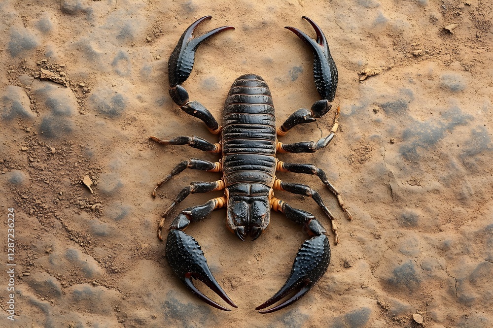 The scorpion resembles a curved symbol, with its legs spread wide ready ...