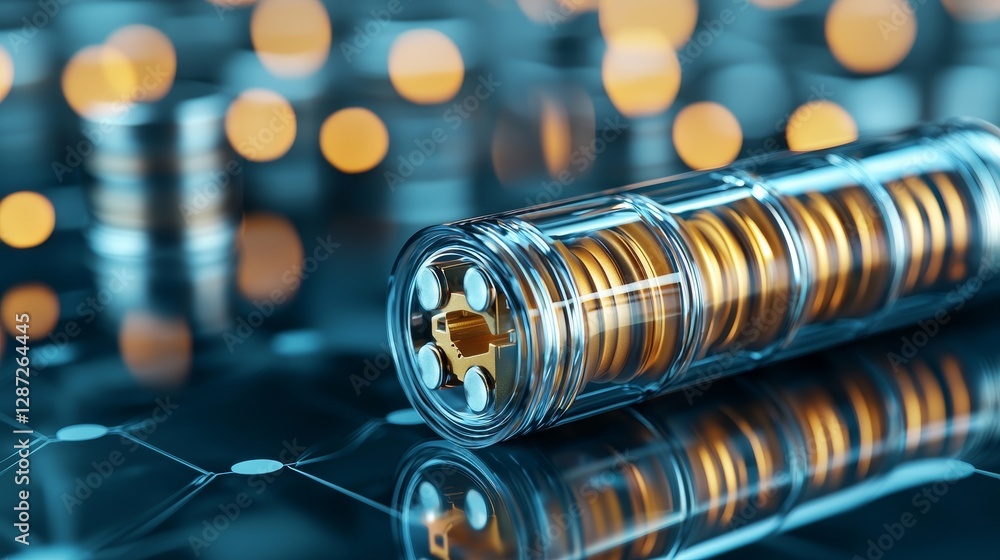 Single battery pouch cell displayed in isolation, sharp focus on ...