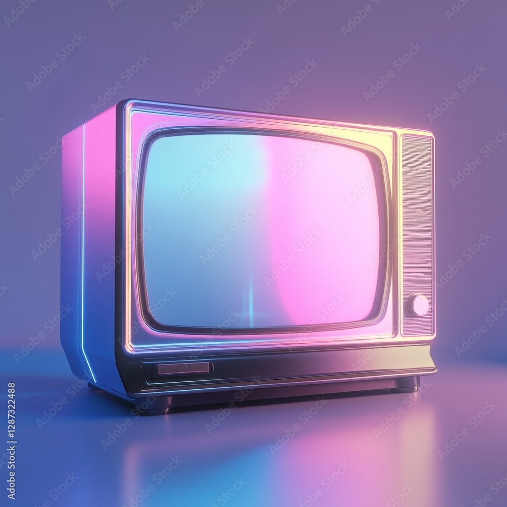 Vintage VHS Era Television with Static Noise Retro Living Room Digital ...