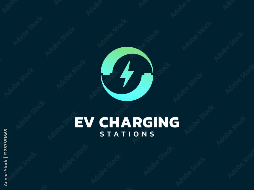 Electric vehicle charging with battery symbol circle movement twisted ...