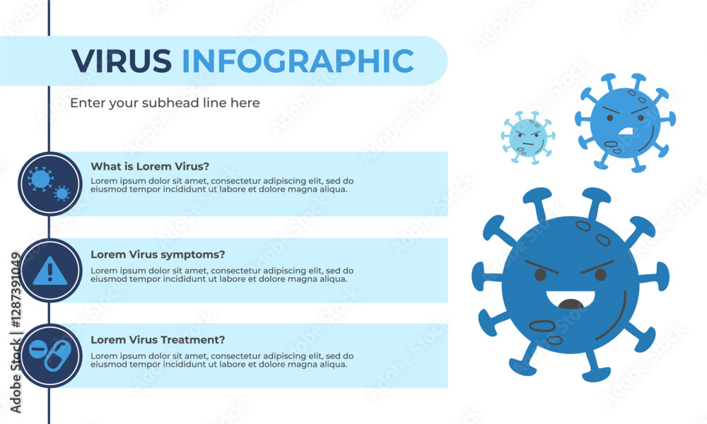 Vetor Virus infographic: definition, symptoms and prevention. Virus ...