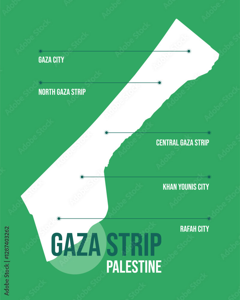Stock-Vektorgrafik „Gaza Strip Map – Detailed GAZA Map Showing Cities ...