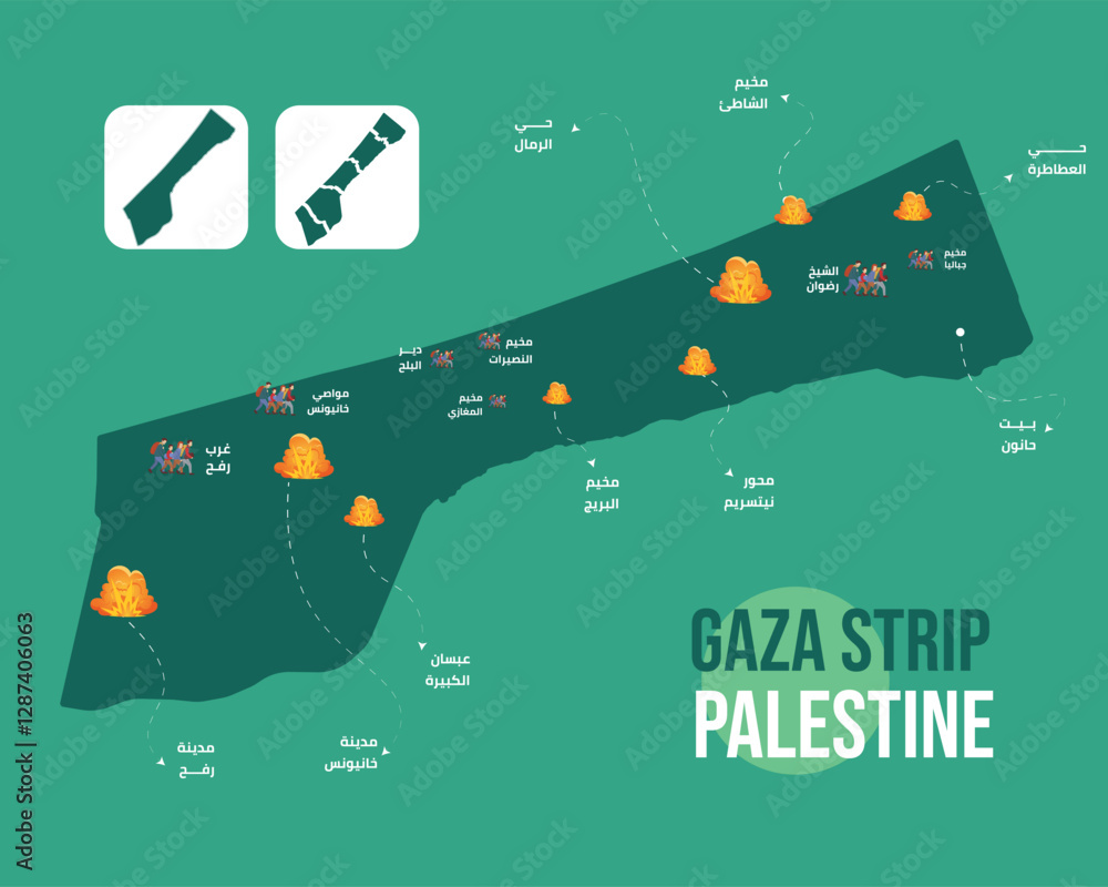 Image vectorielle Stock Gaza Strip Map – Detailed GAZA Map Showing ...