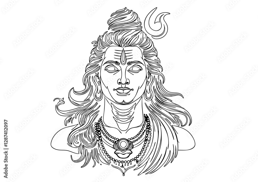 Vector de Stock "Detailed black and white line art illustration of Lord ...