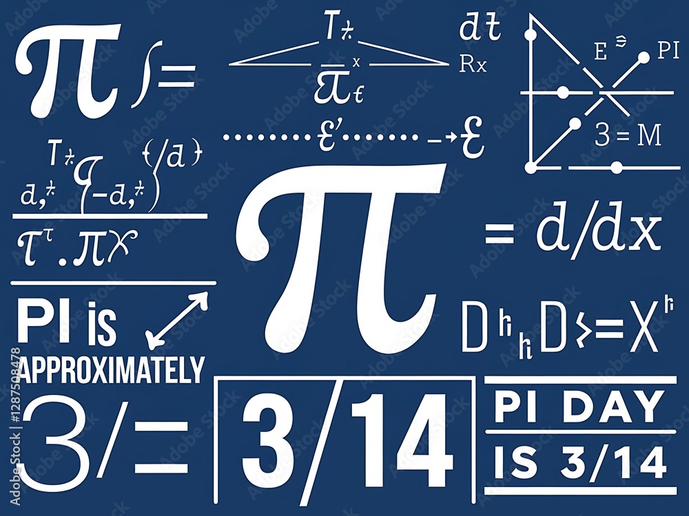 Printable Pi Day chart with formulas and mathematical symbols Stock ...