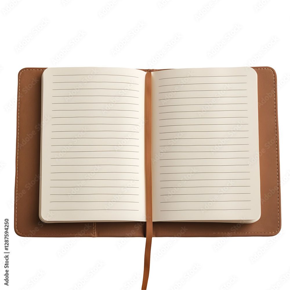Open journal with a brown cover and empty pages, simple and stylish ...