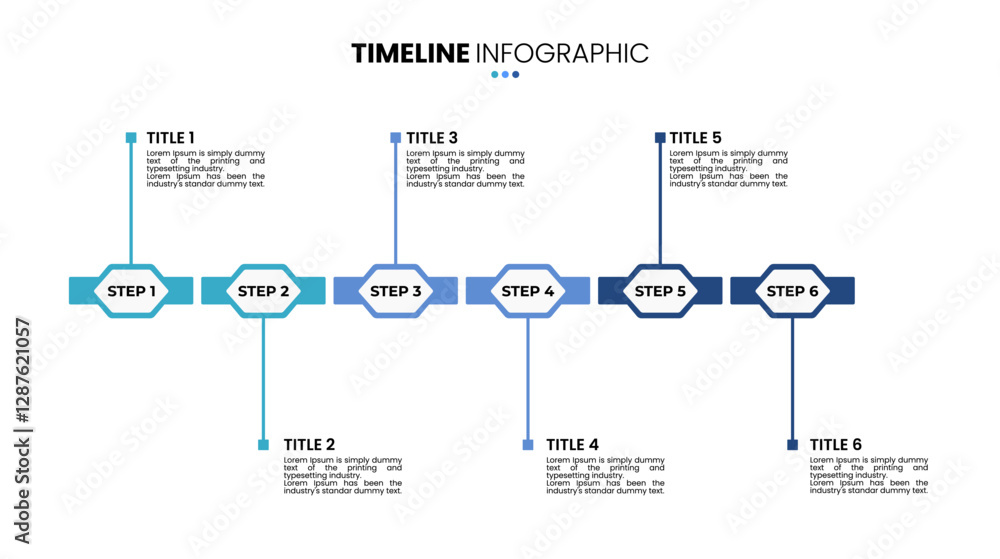 Timeline infographic template 6 option step. Six journey process modern ...