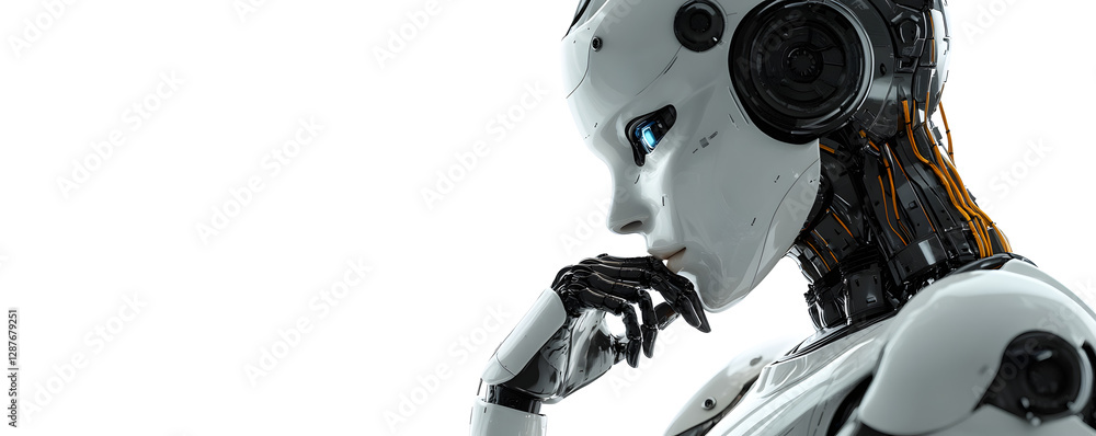 Robots that are thinking while holding their chin, artificial ...