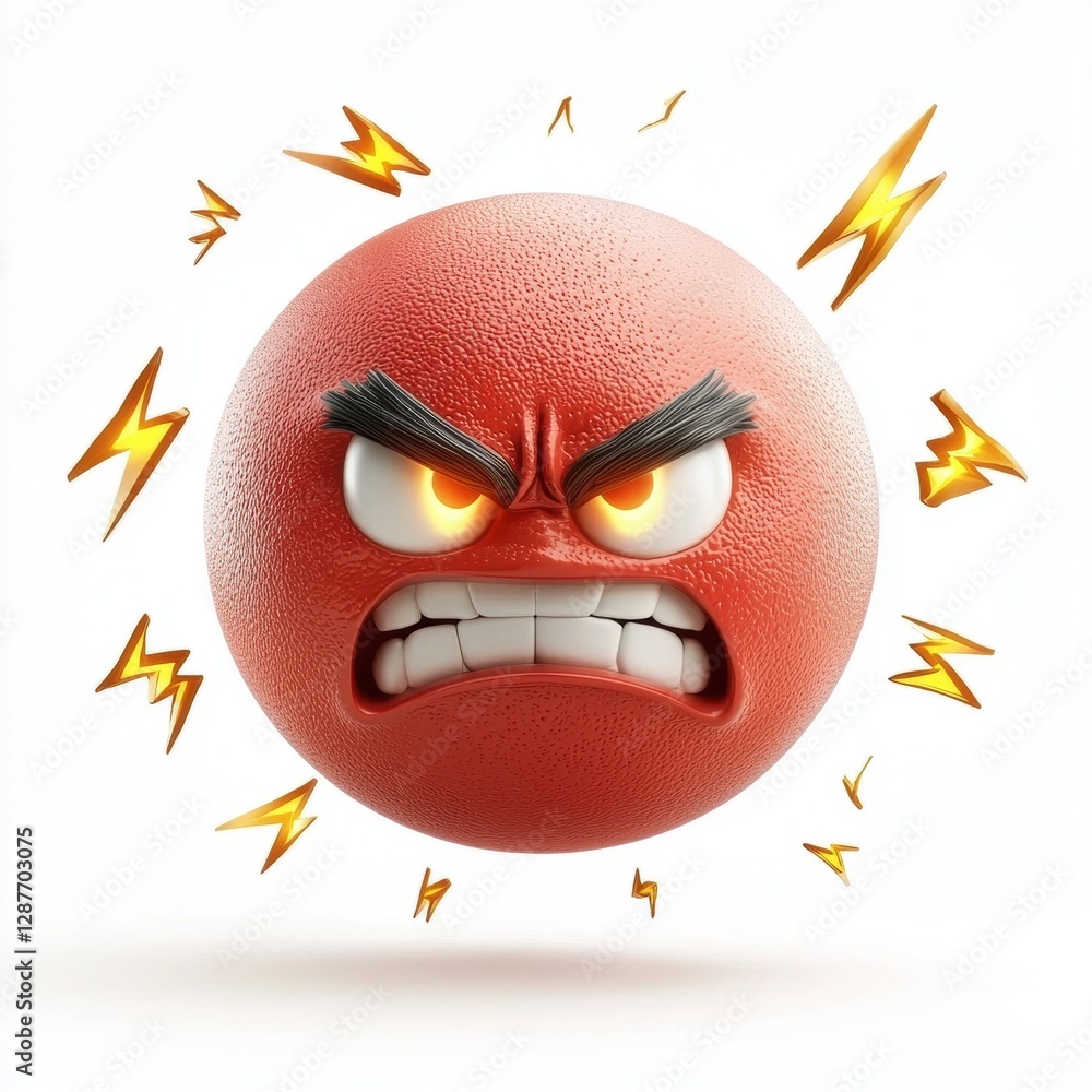 N angry red-faced emoji with exaggerated expression and lightning bolts ...