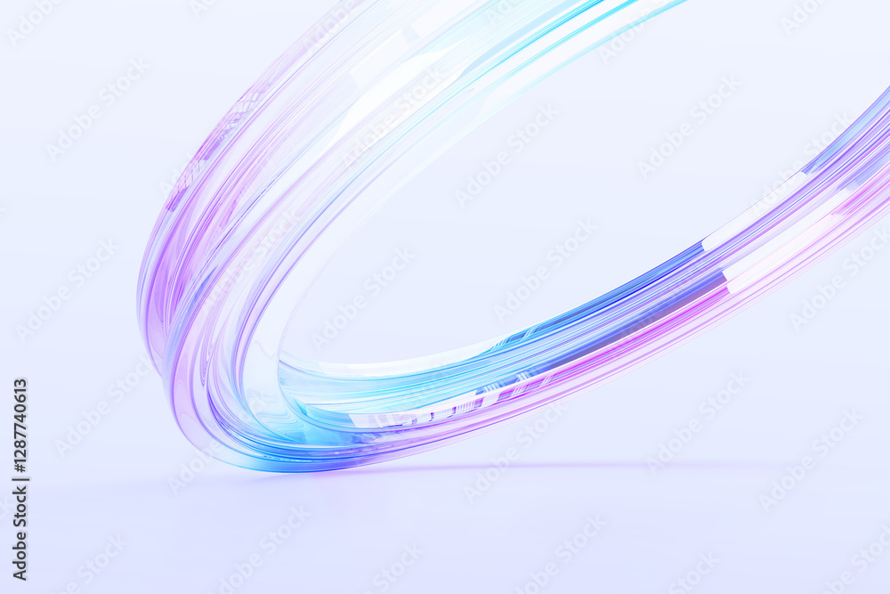 Abstract 3d macro background with glass holographic transparent circle ...