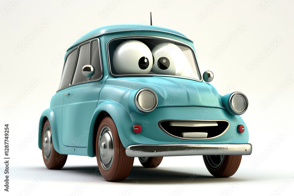 Beautiful colorful fictional cartoon car with pronounced headlights ...