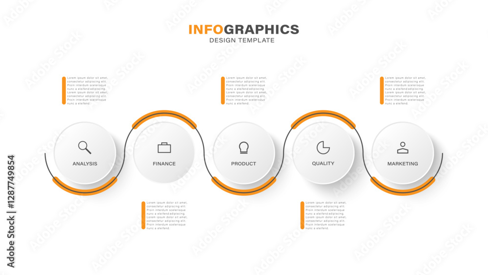 5 steps infographic flowchart design template Stock Vector | Adobe Stock
