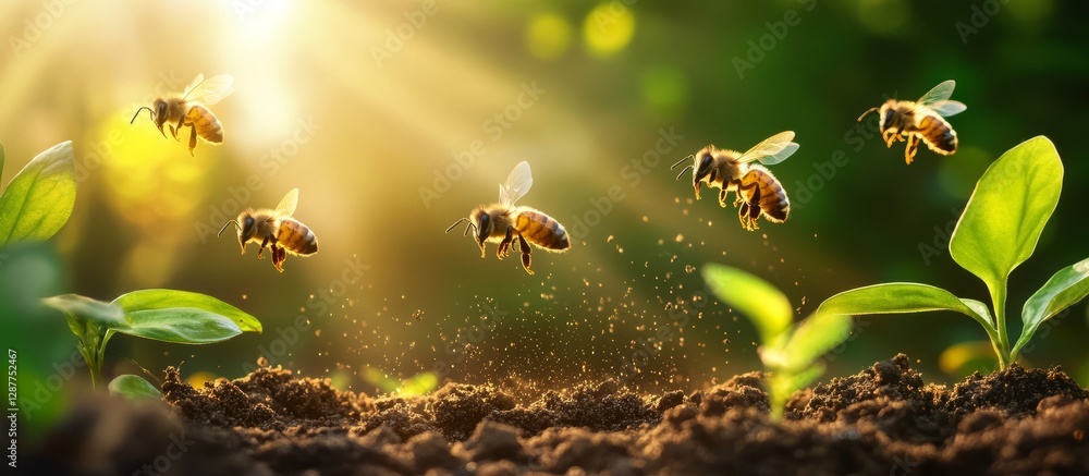 The vital role of bees in nature, highlighting their activities ...