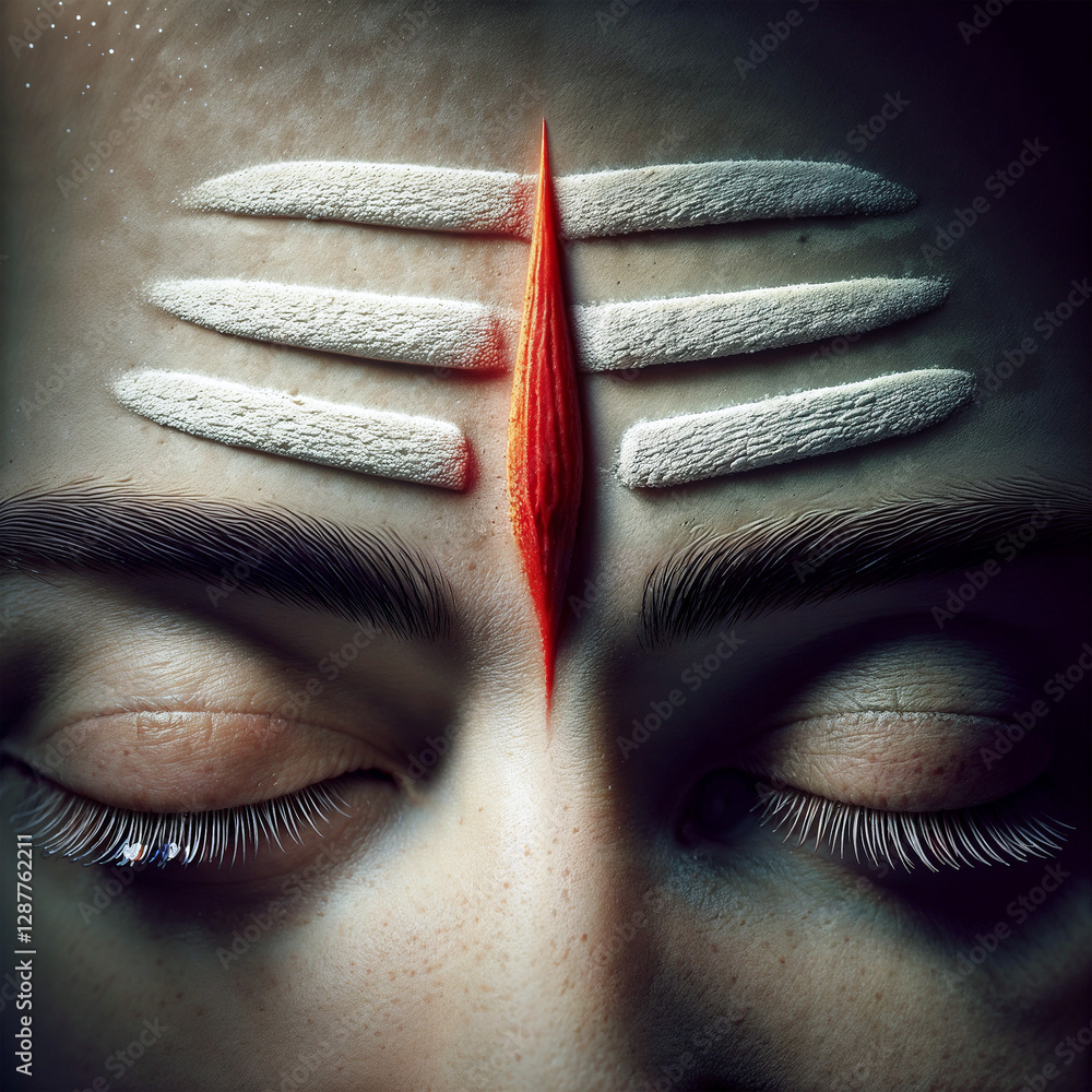 lord shiva tripundra tilak with eyes closed Stock Illustration | Adobe ...